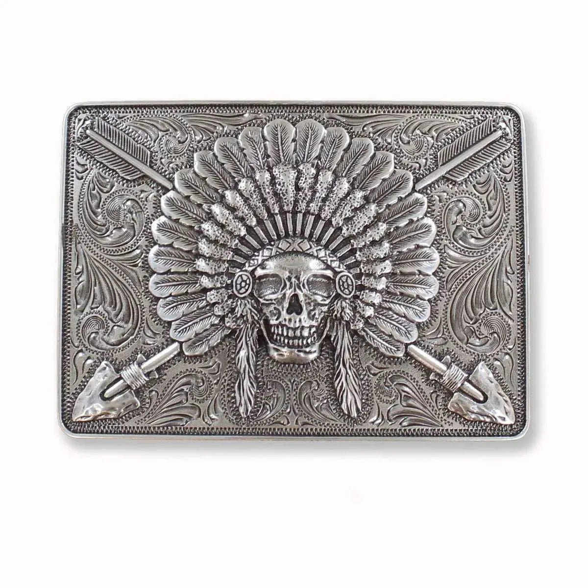 Ariat Chief Scull with Headdress - Belt Buckle | Hatcountry – HatCountry
